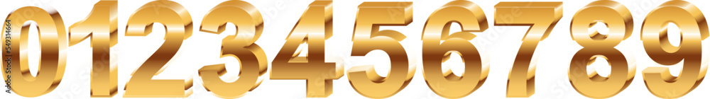 numbers from 0 to 9. Collection of voluminous inflated numbers from ...