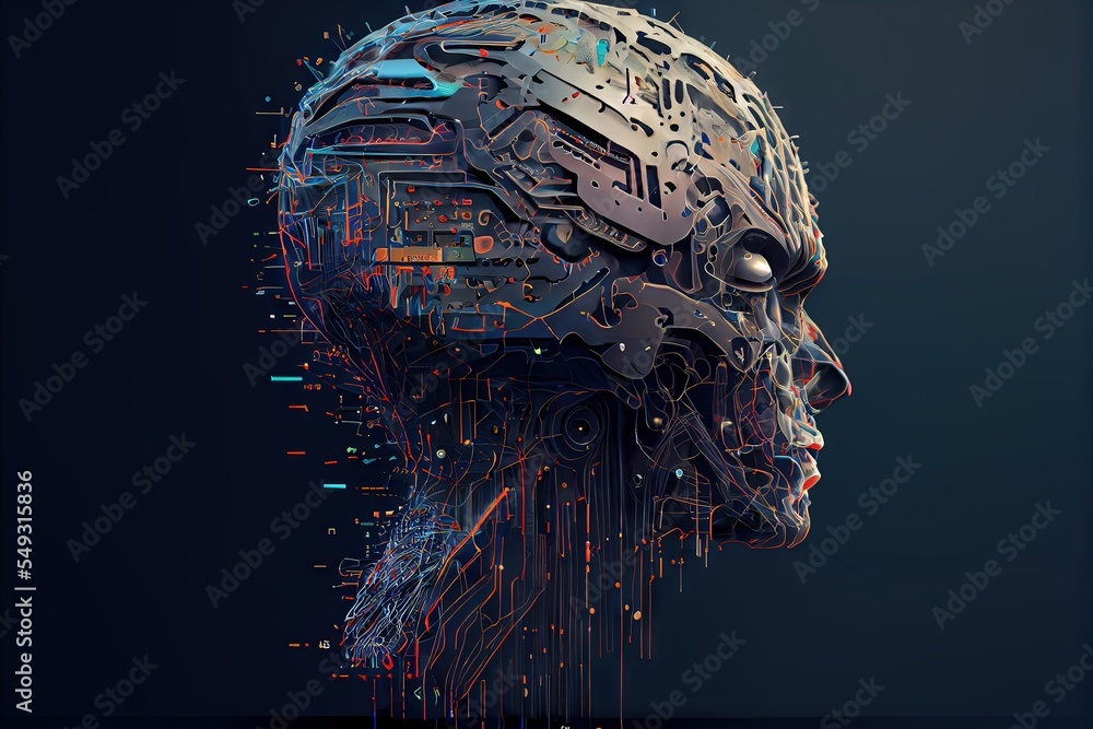 Computer generated image of a digital brain to represent artificial ...