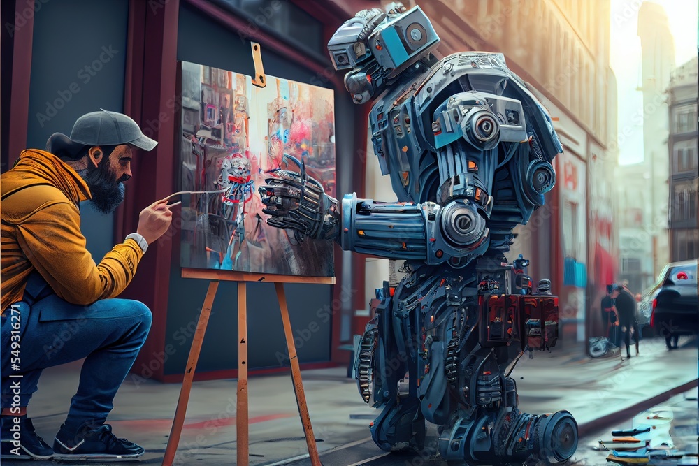 Computer-generated image of an AI artist. Artificial intelligence ...