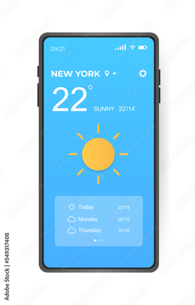 Mobile weather app interface design. GUI elements for weather forecast ... Mobile weather app interface design. GUI elements for weather forecast ...