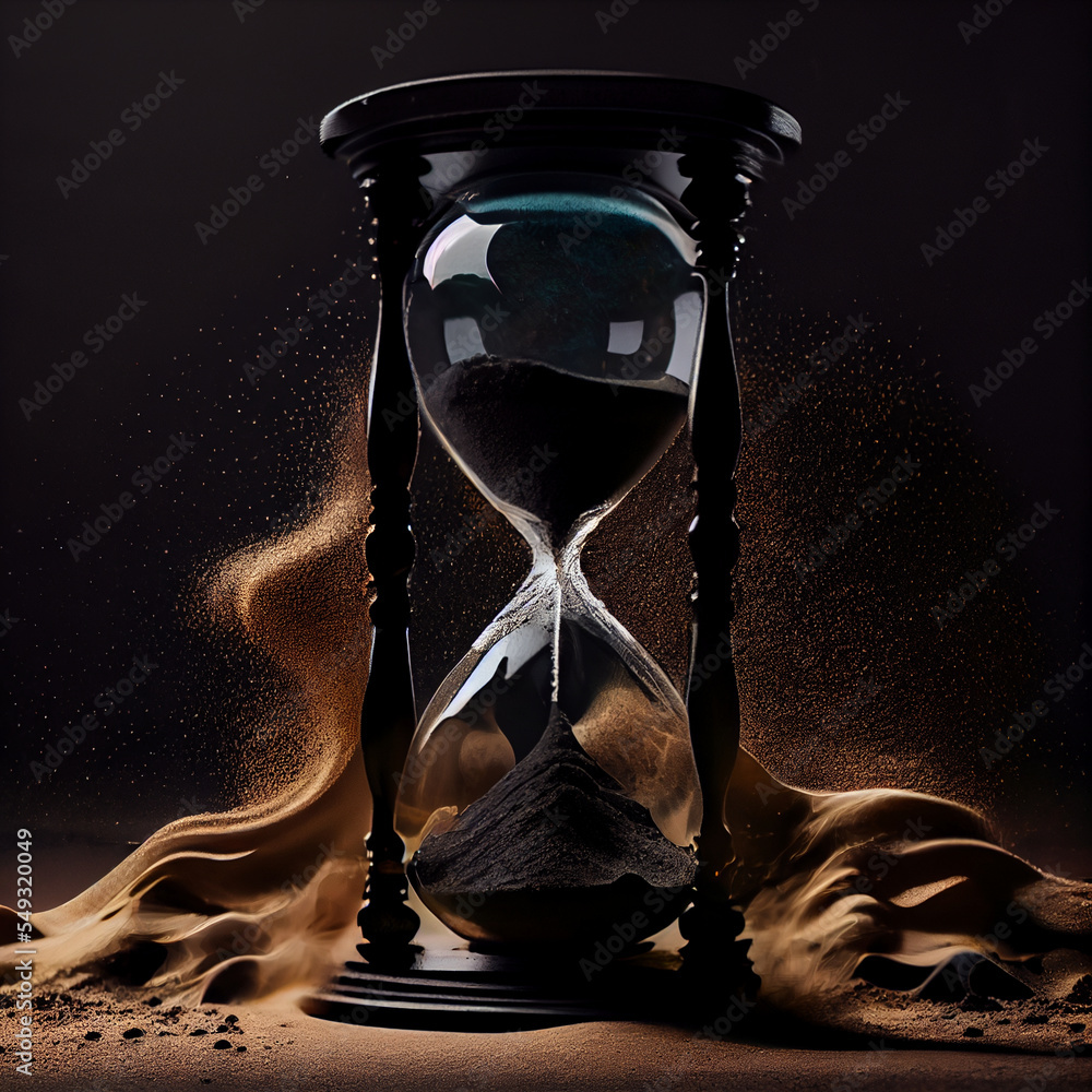 Vantablack Hourglass sand timer - sand dissolving black smoke Stock ...