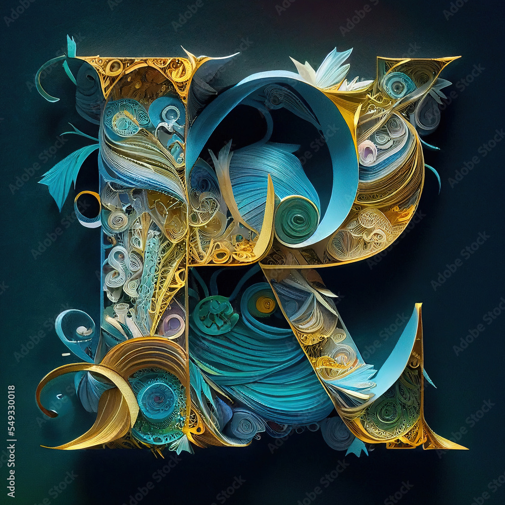 multi dimensional paper quilling paper cut craft, letter R generated ...