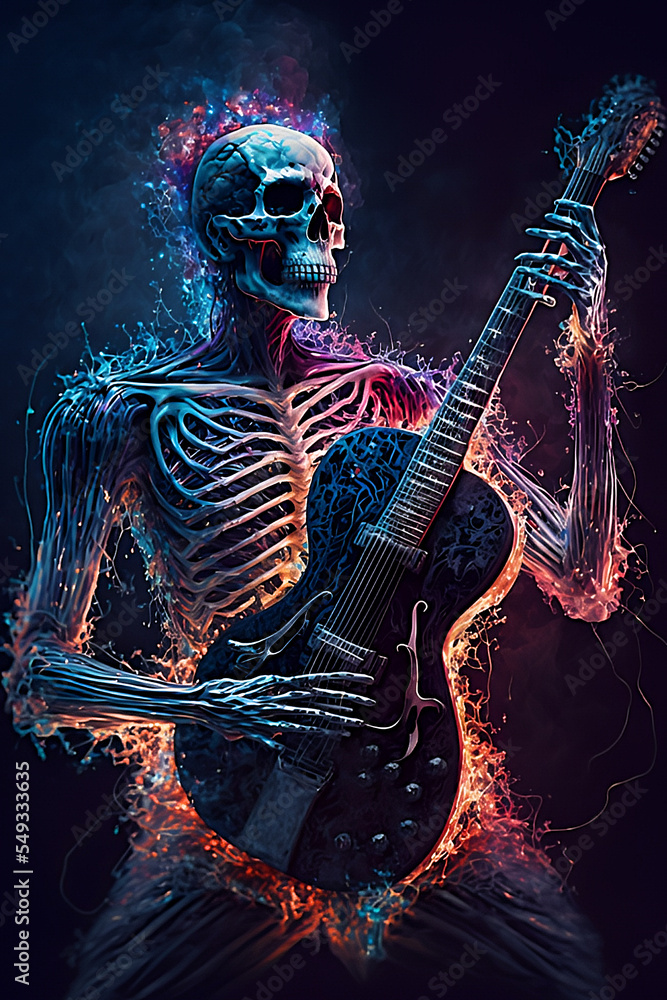 Skull With Guitar Wallpaper