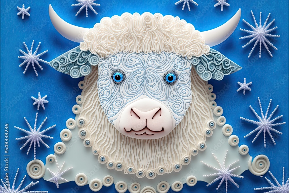 Cute fluffy ragdoll of Taurus zodiac sign made of 3D paper cut quilling ...