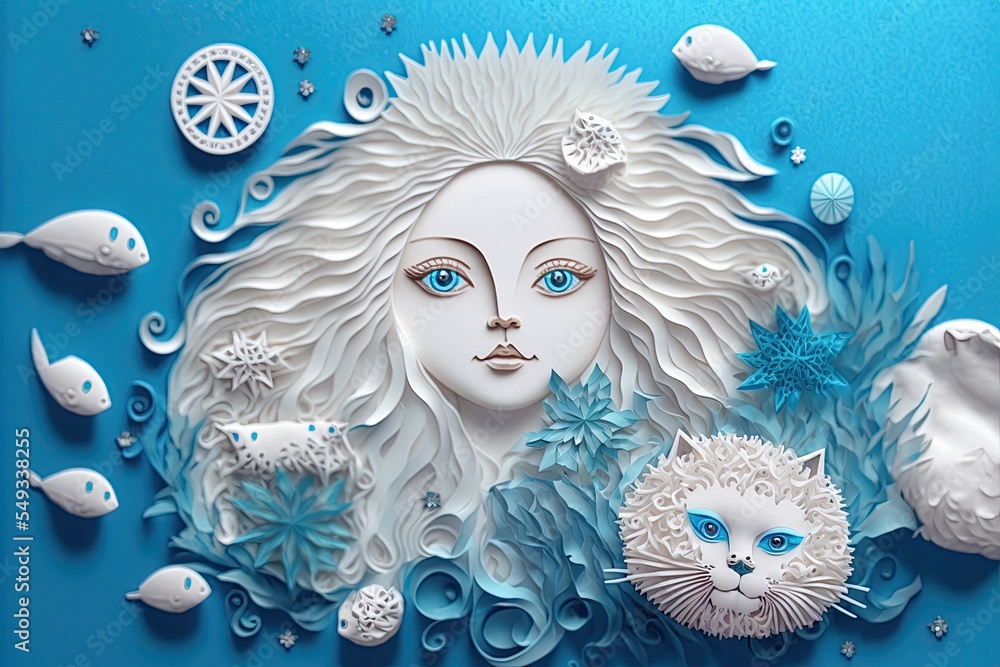 Cute fluffy ragdoll of Virgo zodiac sign made of 3D paper cut quilling ...