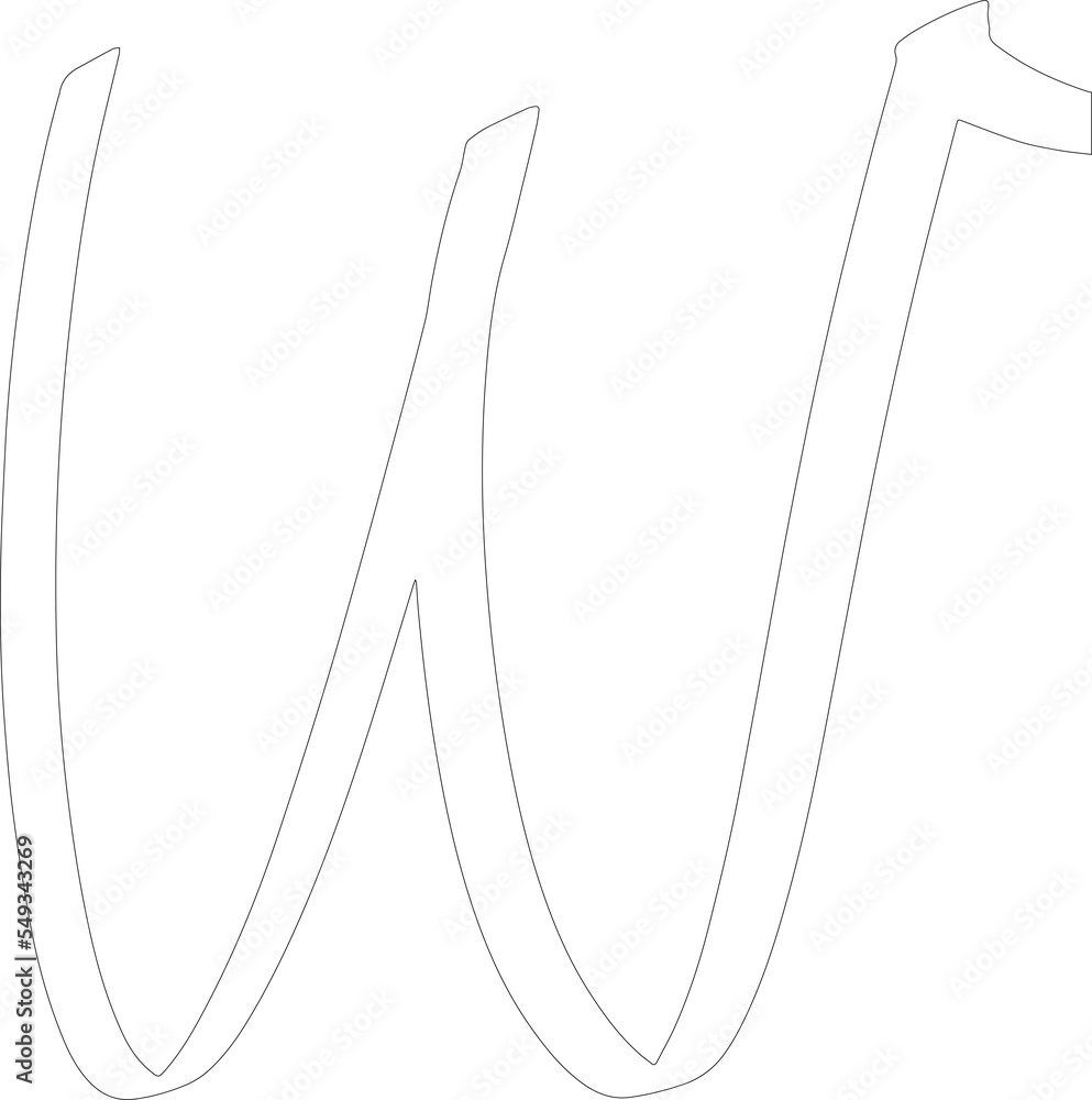 Black Outline Calligraphy Alphabet Letter W, Cursive W Stock ...
