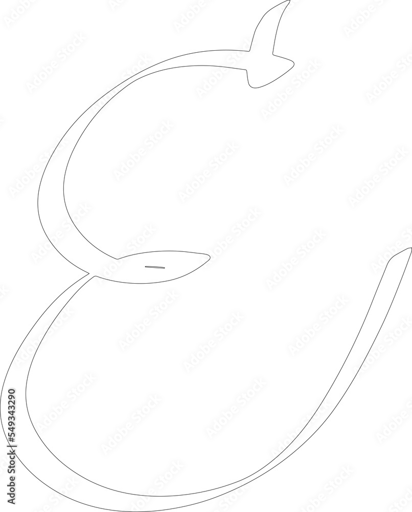Black Outline White Calligraphy Alphabet Letter E, Cursive E ilustração ...