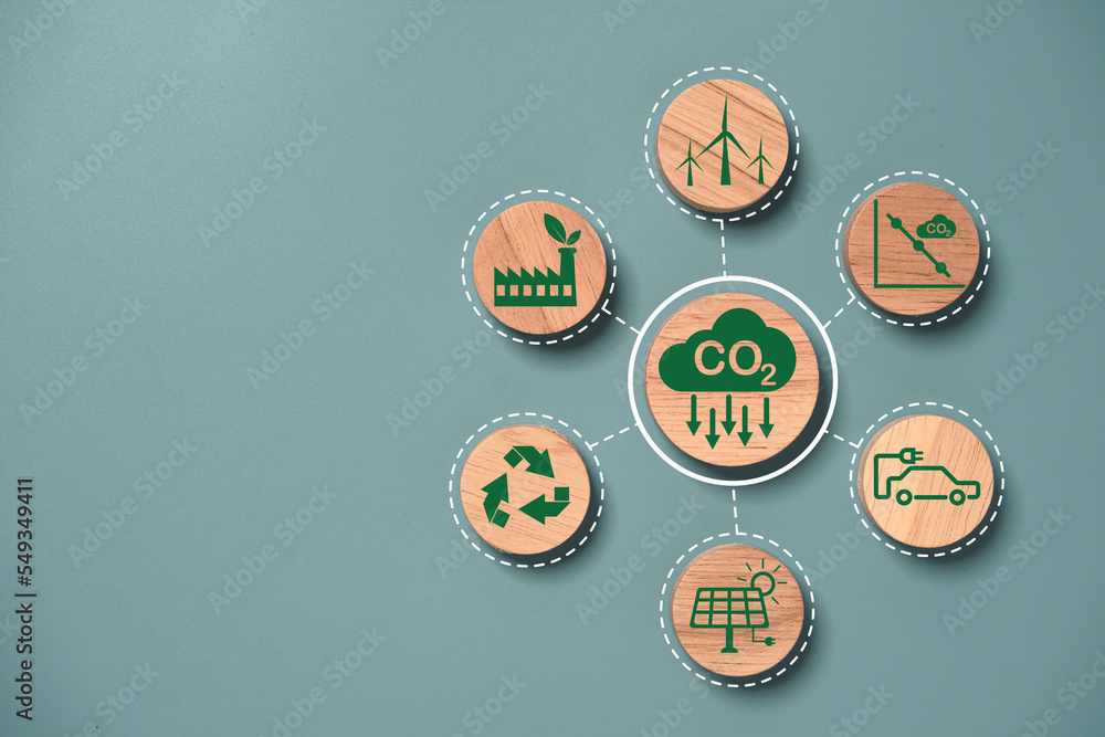 CO2 reducing ,Recycle ,Green factory and electric vehicle icon for ...