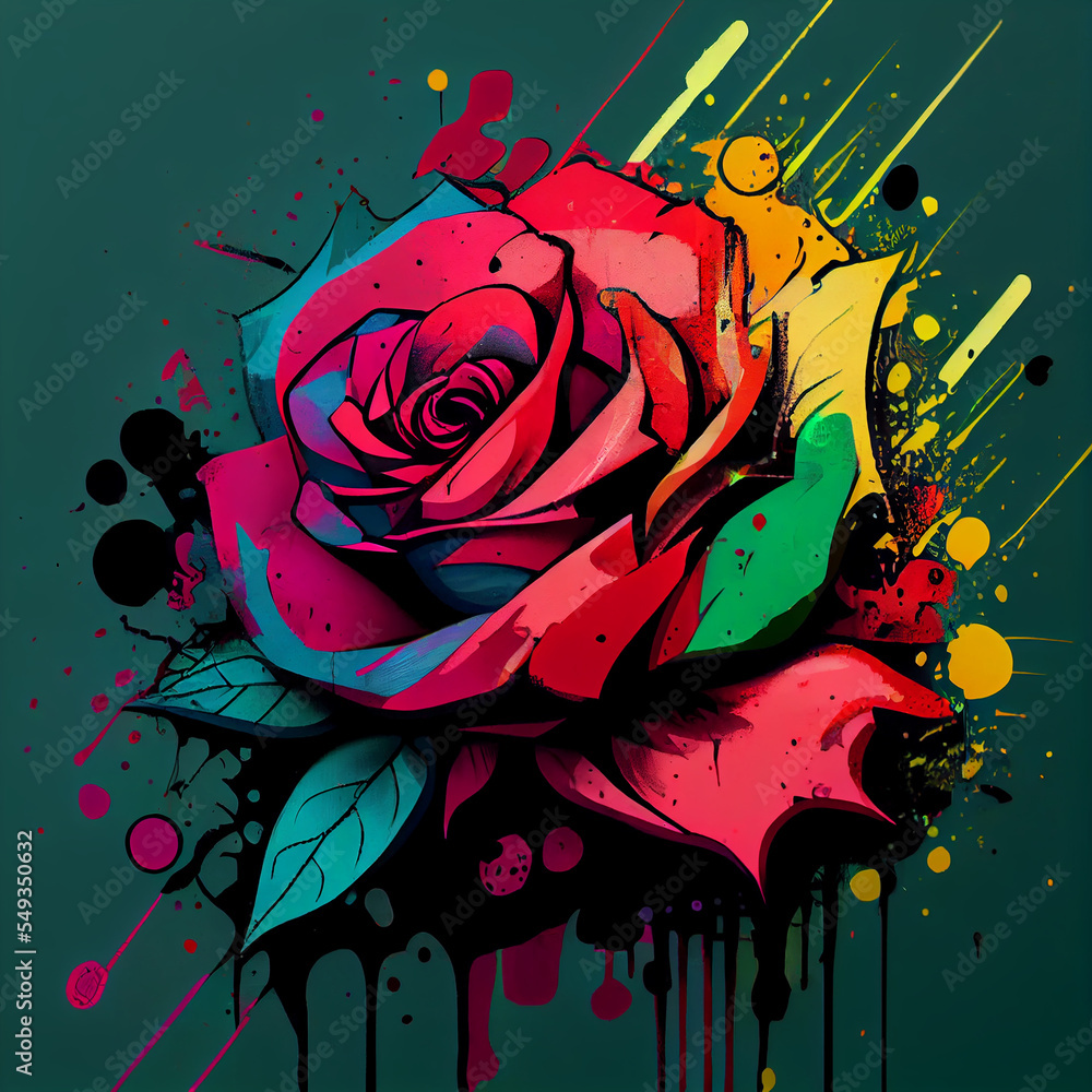Graffiti Rose Tattoo