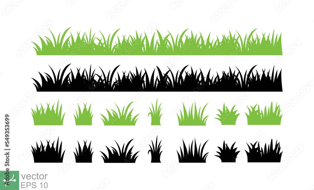 Green lawn grass border icon. Grass silhouette texture, eco, organic ...