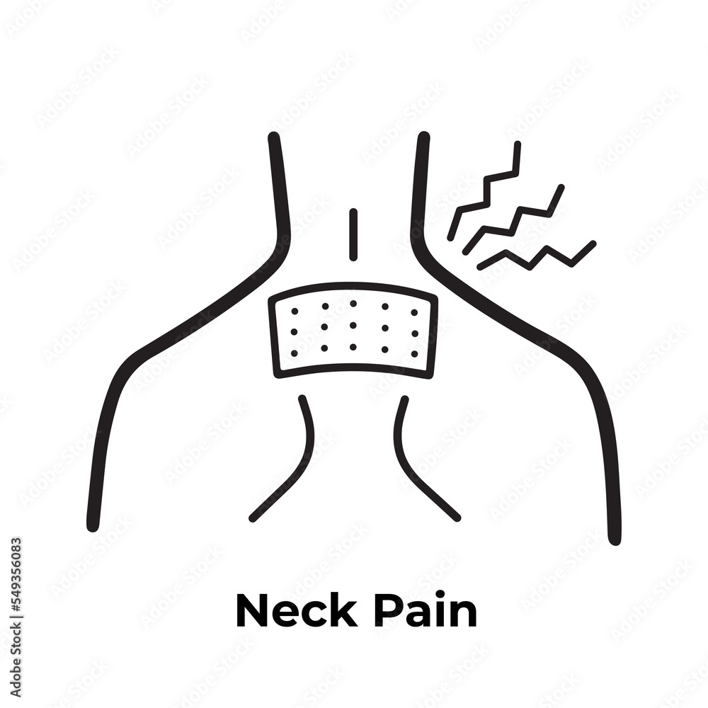 Hot patch on uppper back neck for neck pain relievement vector icon ...