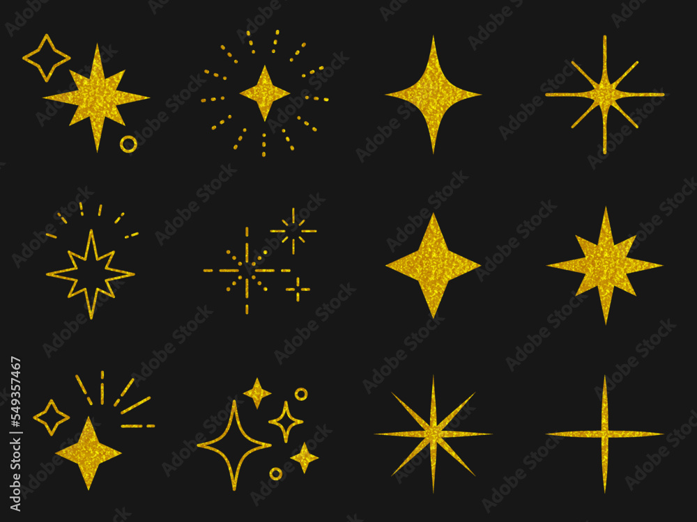 Glitter star sparkle icon set. Stock Vector | Adobe Stock