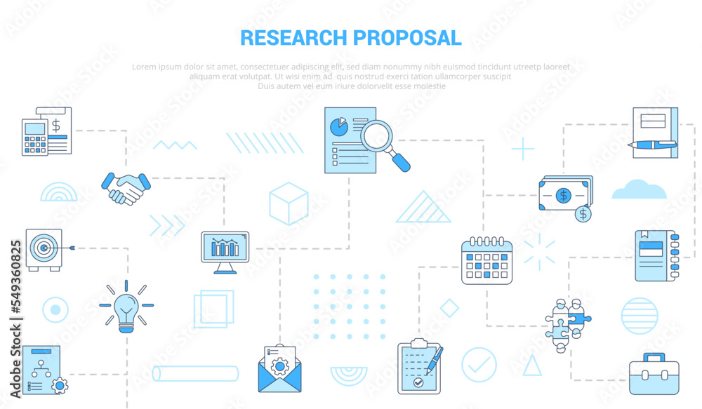 research proposal concept with icon set template banner with modern ...