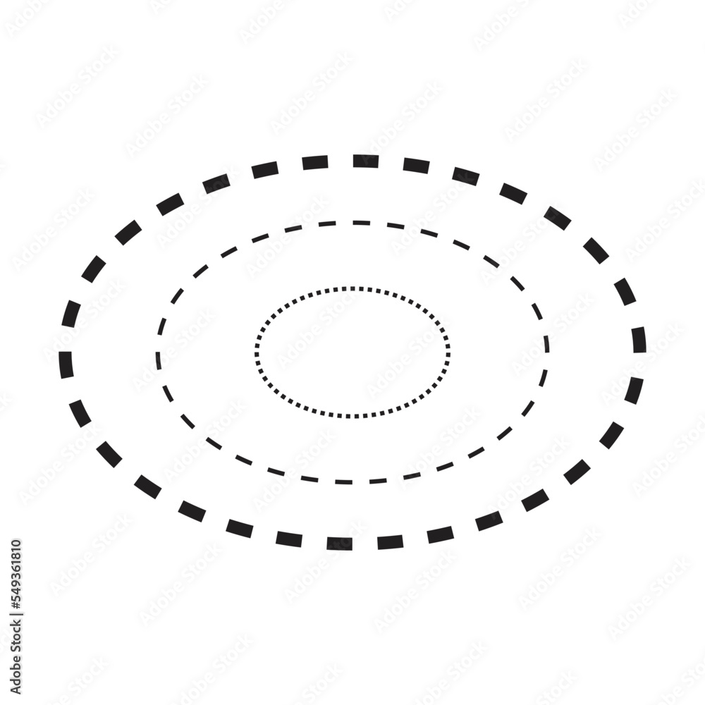 Tracing ellipse shape symbol, dashed and dotted broken line element for ...