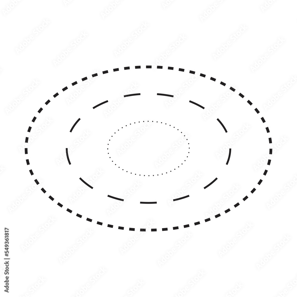 Tracing ellipse shape symbol, dashed and dotted broken line element for ...