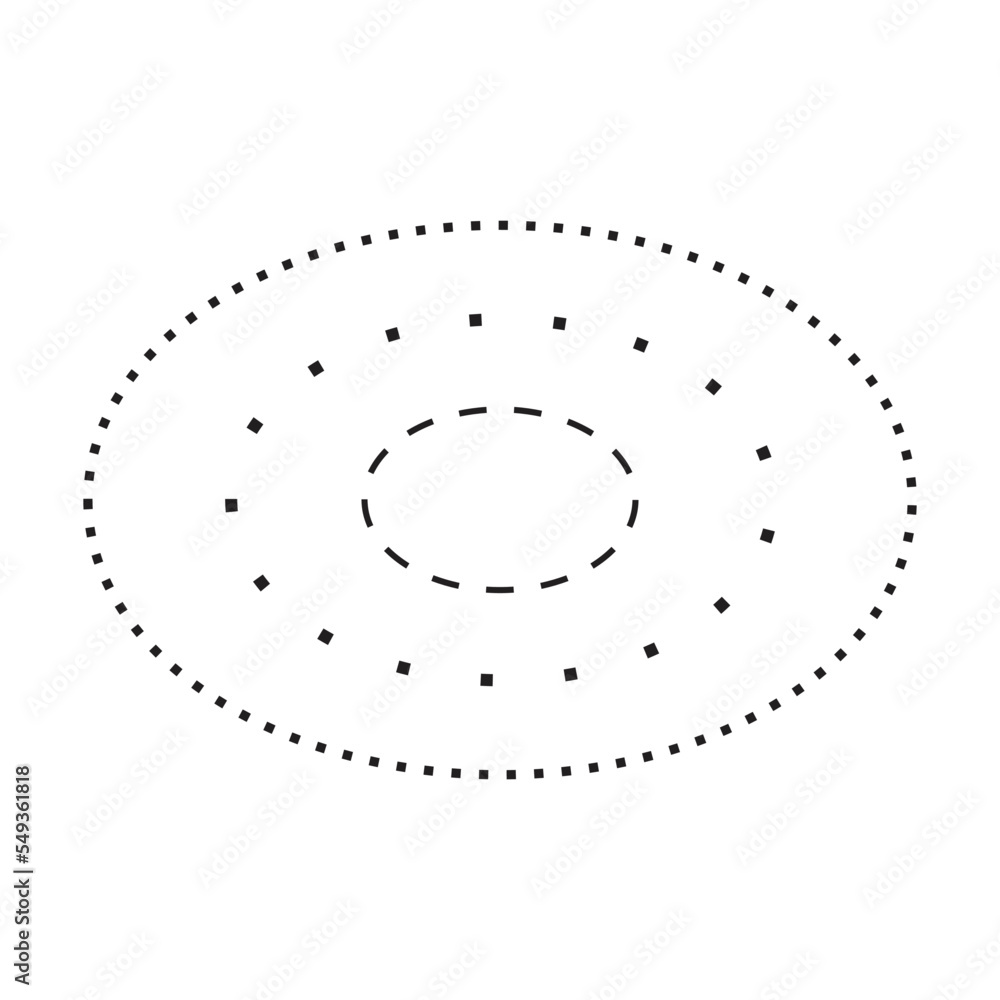 Tracing ellipse shape symbol, dashed and dotted broken line element for ...