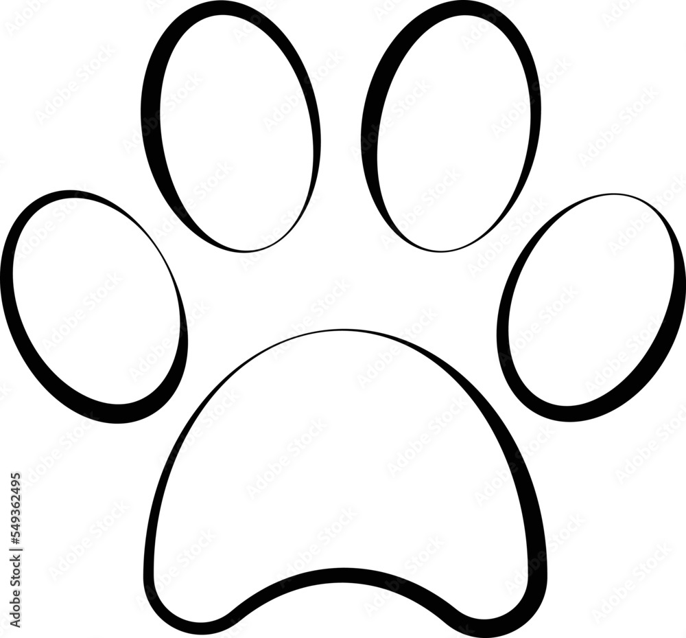Paw Print outline icon. Vector. Dog or cat pet paw flat logo icon ...
