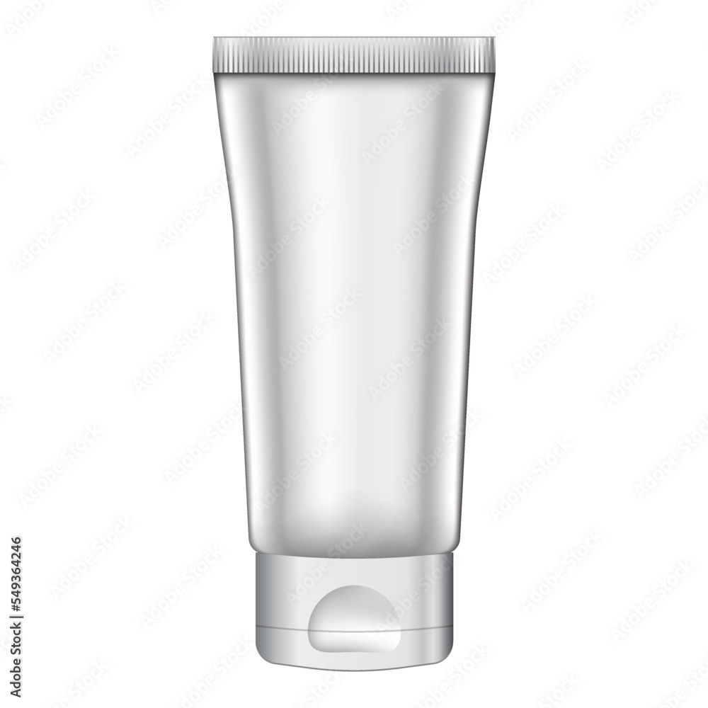 Cream tube packaging isolated on white background. White plastic tube ...