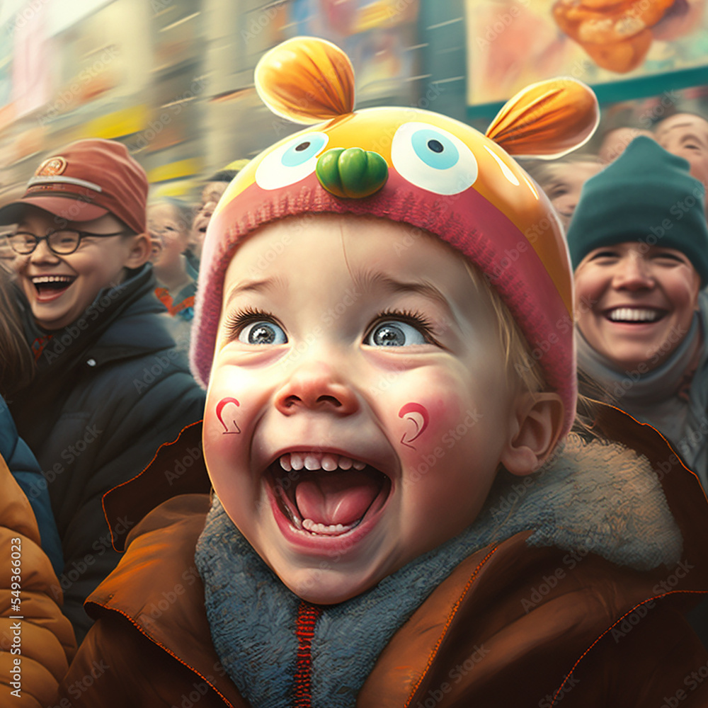 Ai generated child at parade Stock Illustration | Adobe Stock