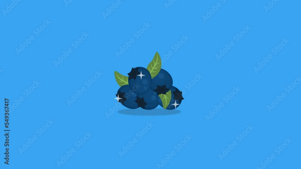 Blueberry Fruits Cartoon 2D Motion Animation with Blue Screen Stock ビデオ ...