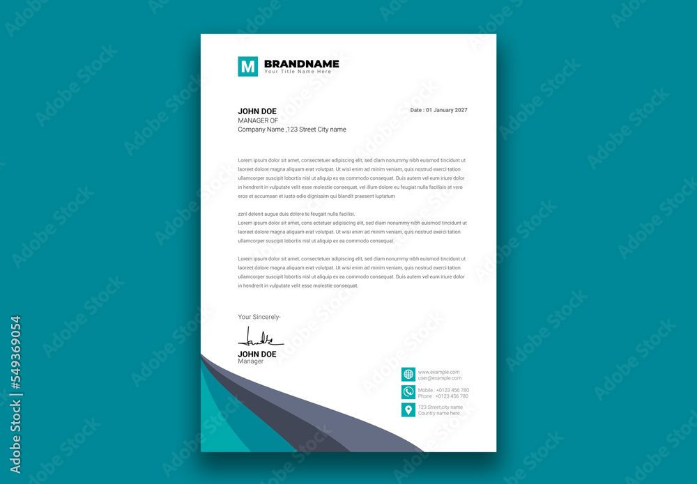 Blue Color Letterhead Design Template Stock Template | Adobe Stock