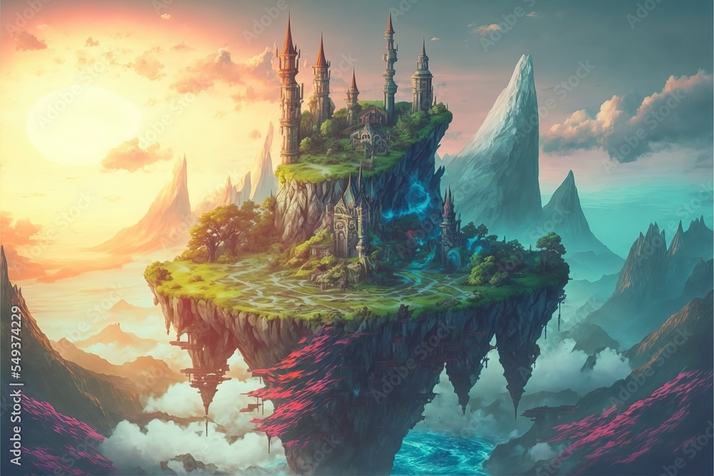 fantasy floating island. digital art. concept art as wallpaper ...