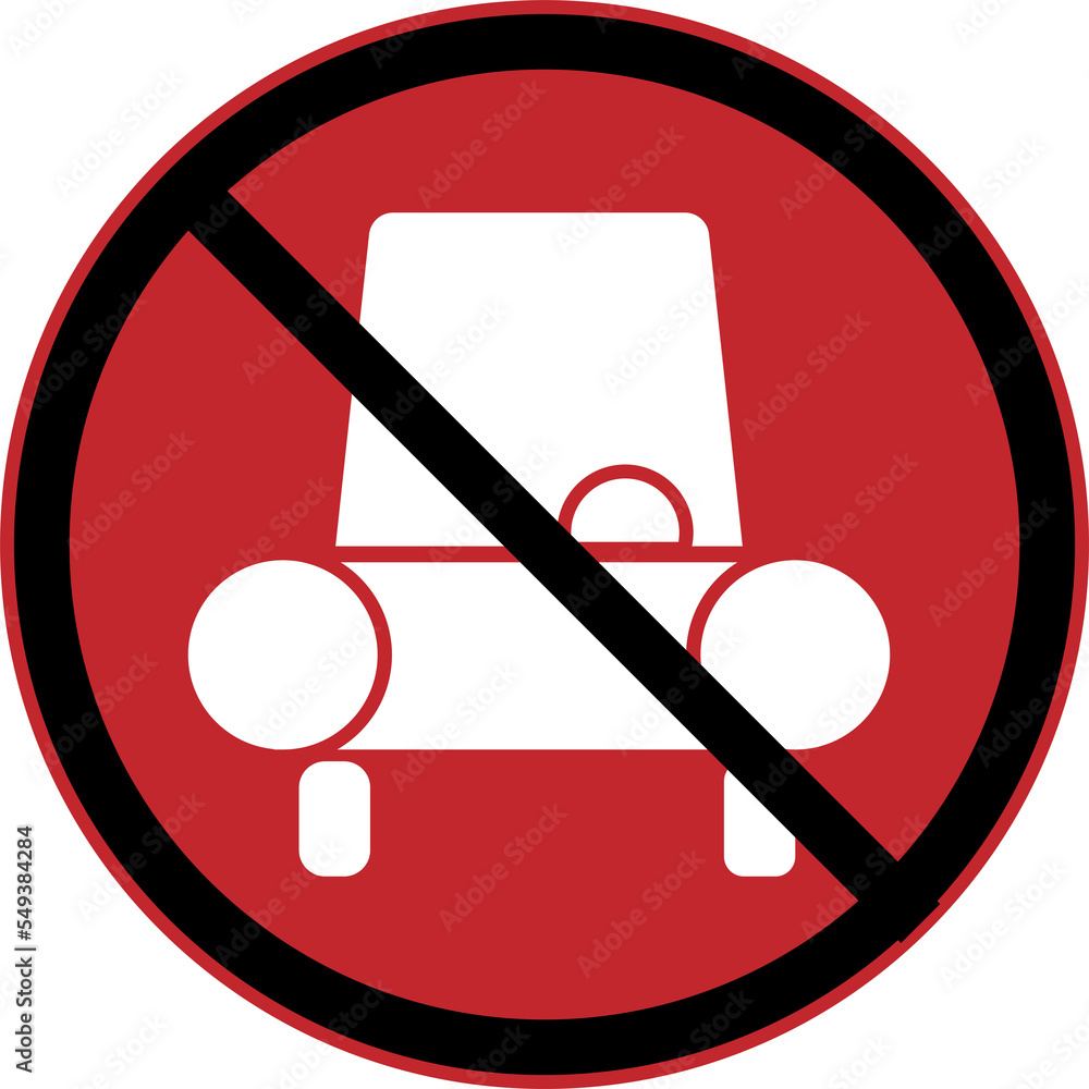 White Red Round Road Sign : Traffic Prohibited Sign For No Car or No ...