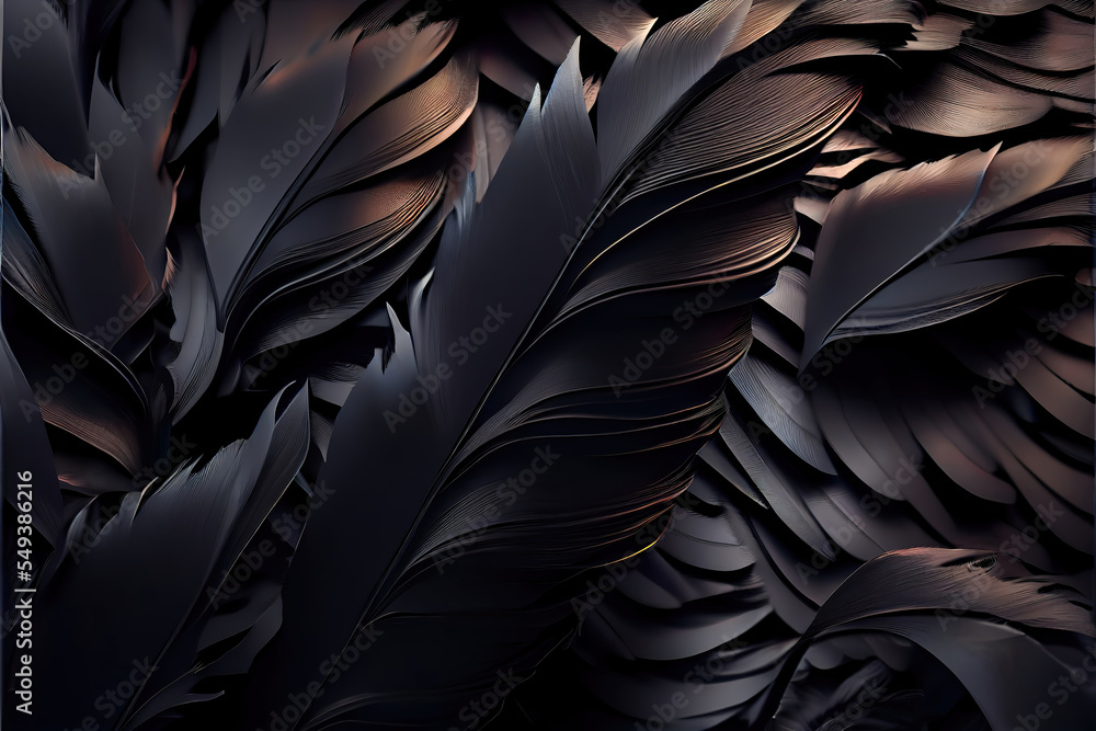 dark black feathers background as beautiful abstract wallpaper header ...