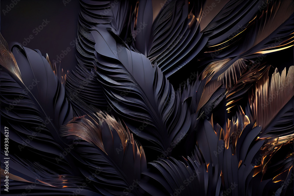 dark black feathers background as beautiful abstract wallpaper header ...