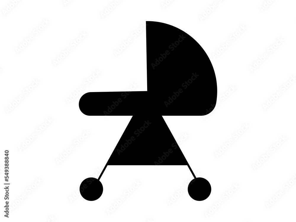 Baby strollers sign. Black symbol on a white background for information ...