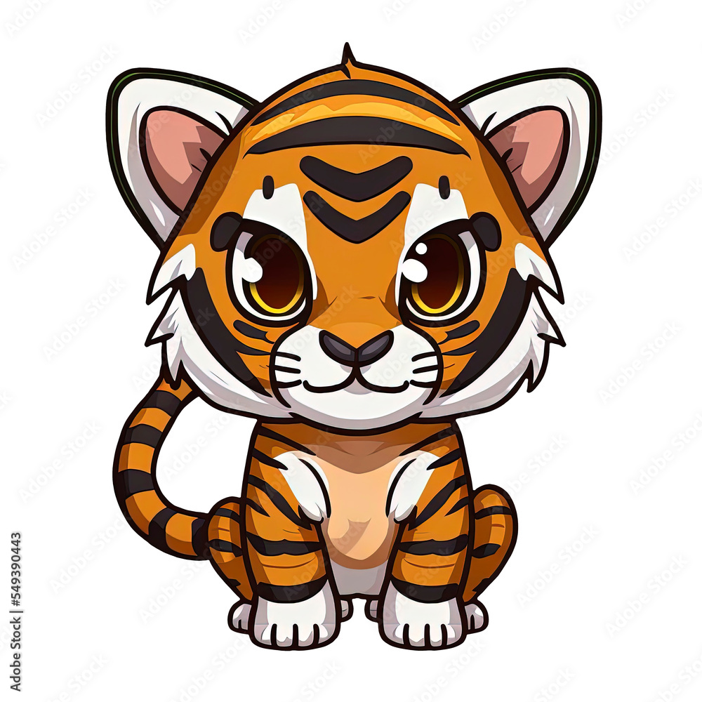 Cute tiger cartoon icon illustration animal nature icon concept ...