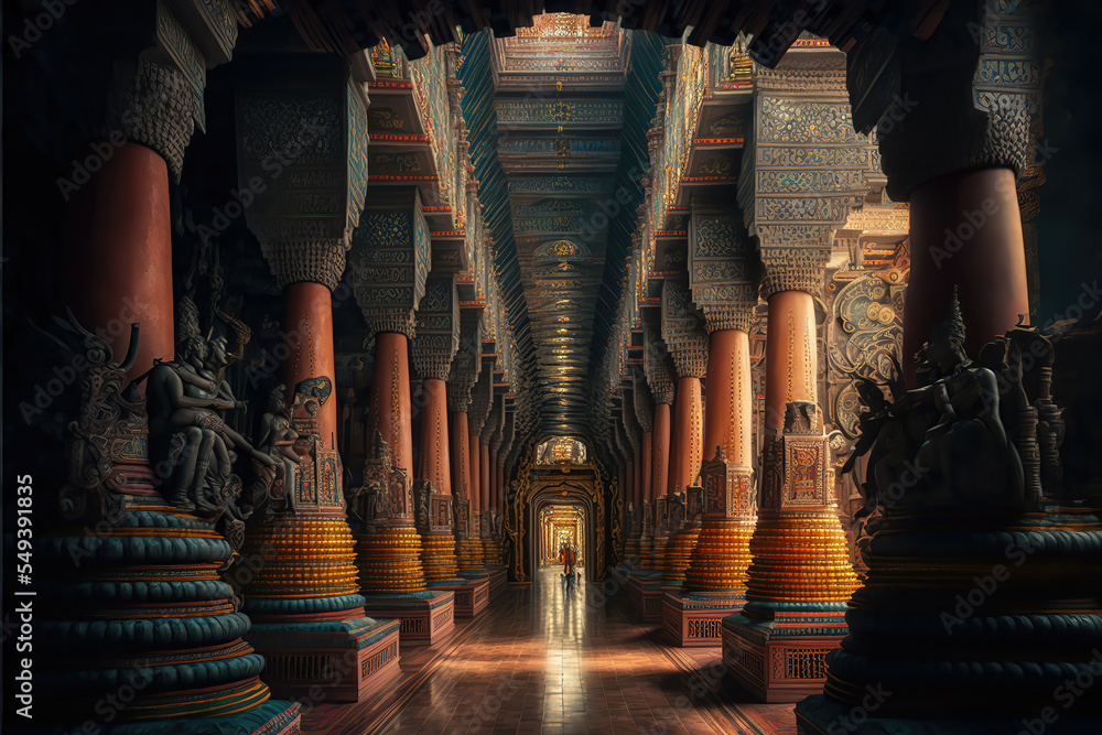 AI generated image of a beautiful Hindu temple in Thailand or Cambodia ...