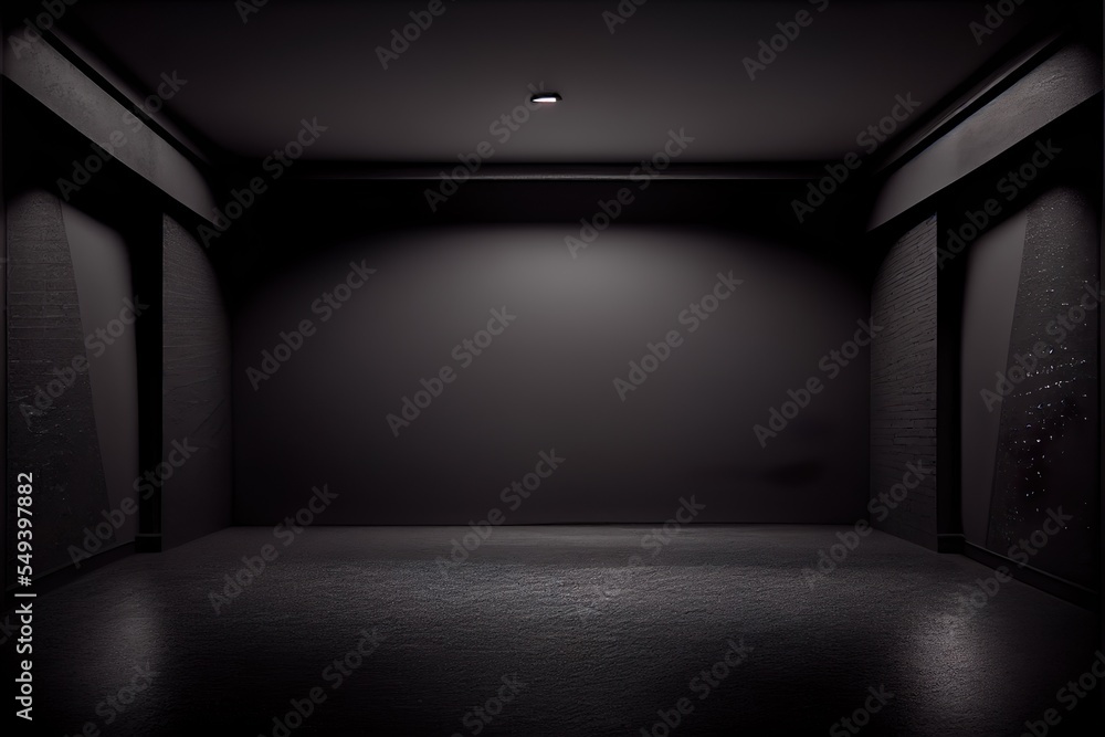 empty black studio room. dark, a dark room with a light on ...