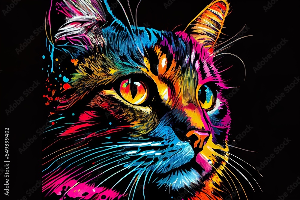 Cat Pop Art Black And White