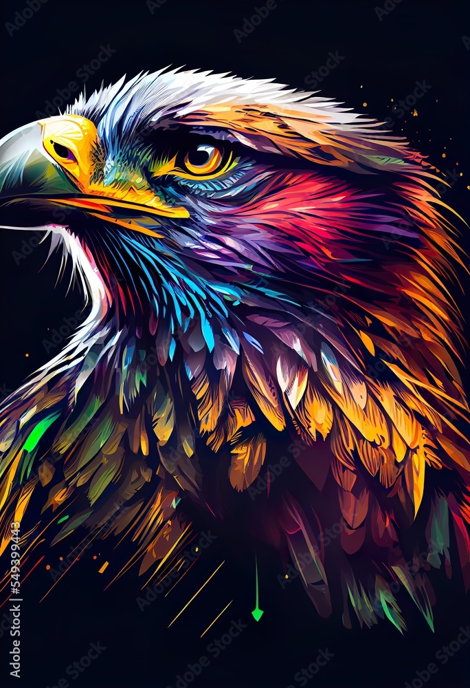 colorful bird of art portrait, a colorful bird with its mouth open ...