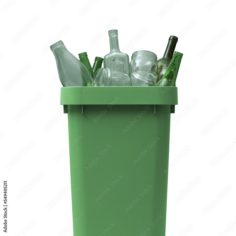 PNG file no background Garbage can full of glass waste Stock Photo ...
