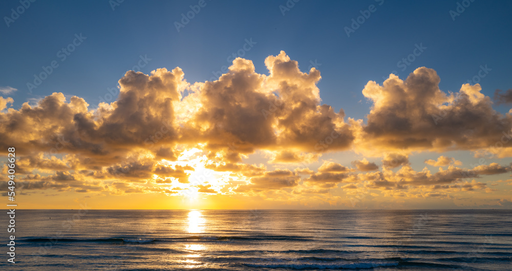 Sunset on sea background. Nature wallpaper with summer sea. Water sea ...