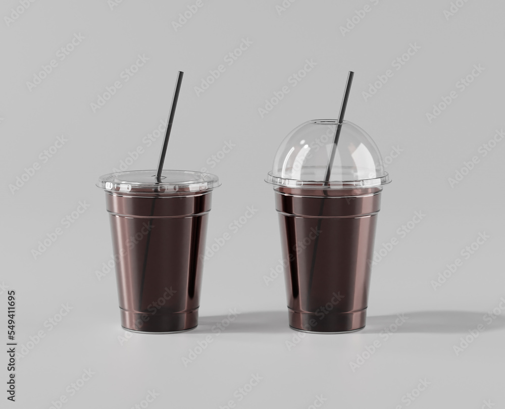 A realistic transparent disposable ice cup with, Transparent plastic ...
