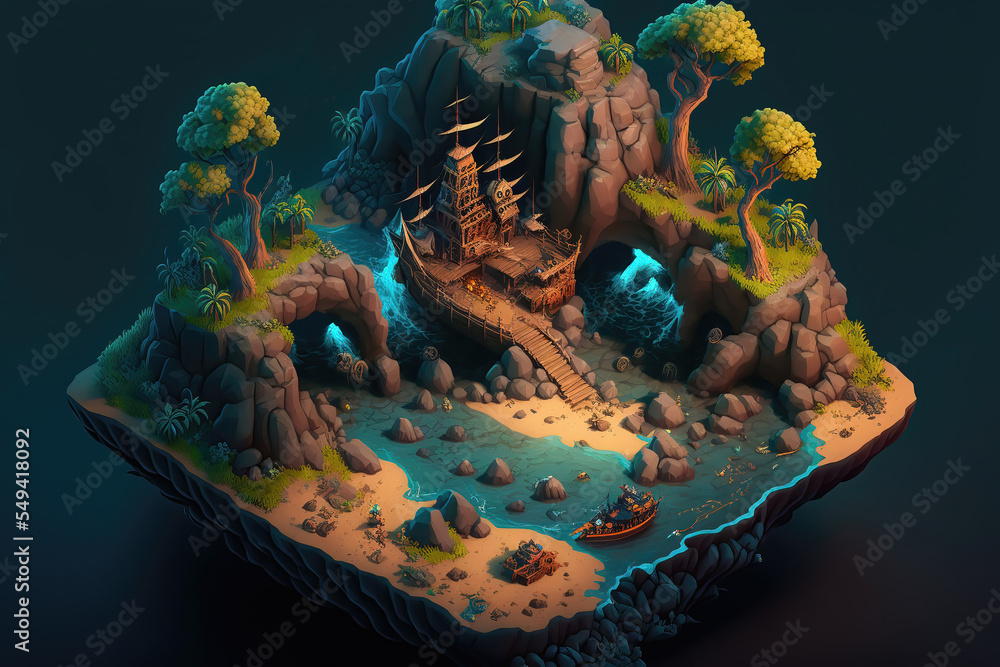 AI generated image of an isometric model or diorama of a detailed ...