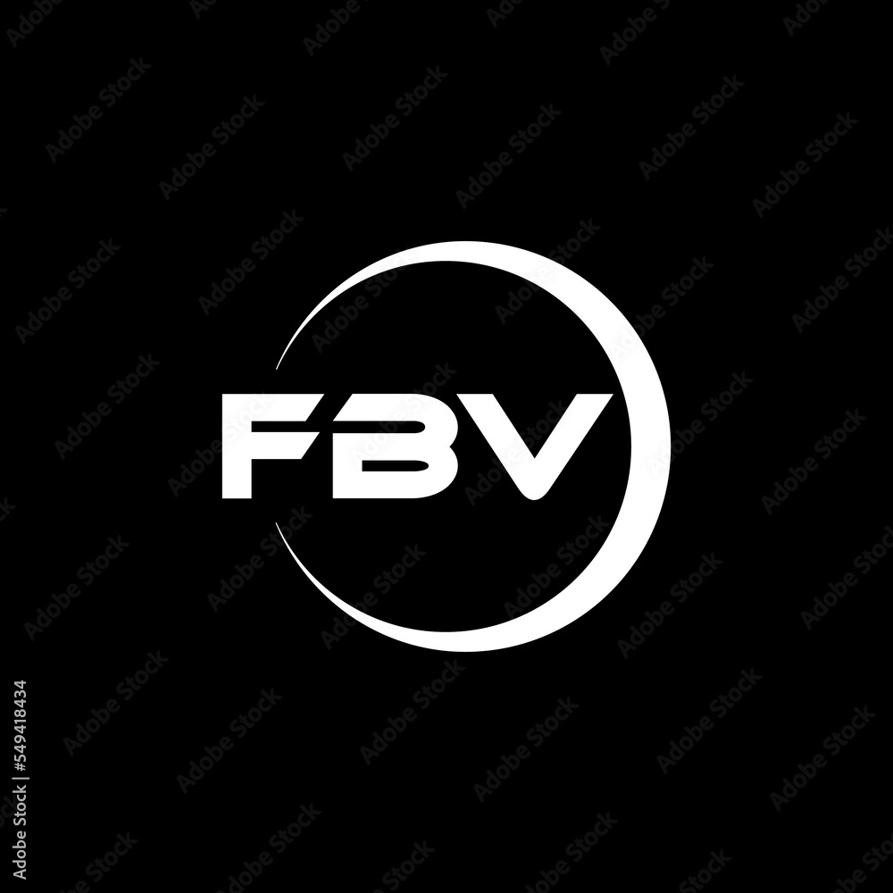 FBV letter logo design with black background in illustrator, cube logo ...