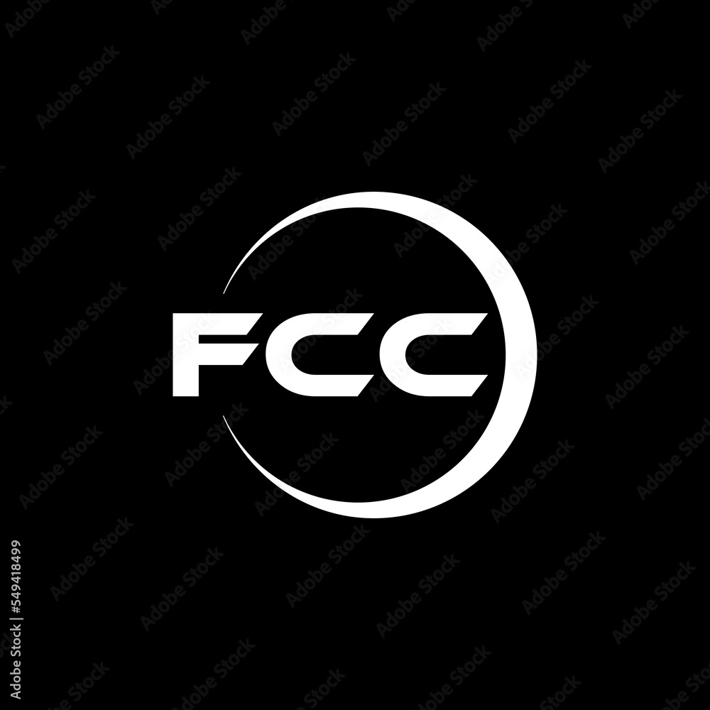 FCC letter logo design with black background in illustrator, cube logo ...