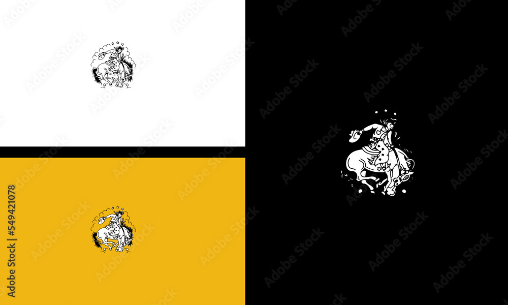 cowboy with horse vector illustration outline design Stock Vector ...
