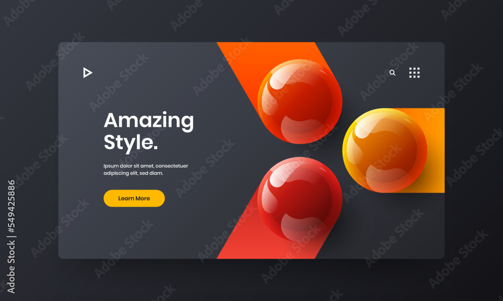 Unique magazine cover vector design template. Vivid realistic spheres ...