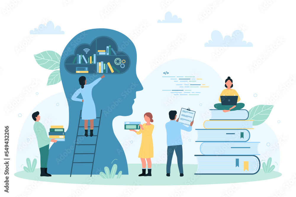 Knowledge and higher education vector illustration. Cartoon students ...