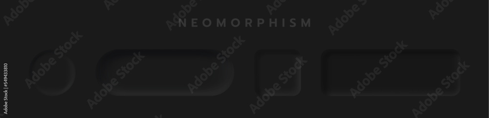 Black button Neumorphism design elements vector set, Button and Element ...
