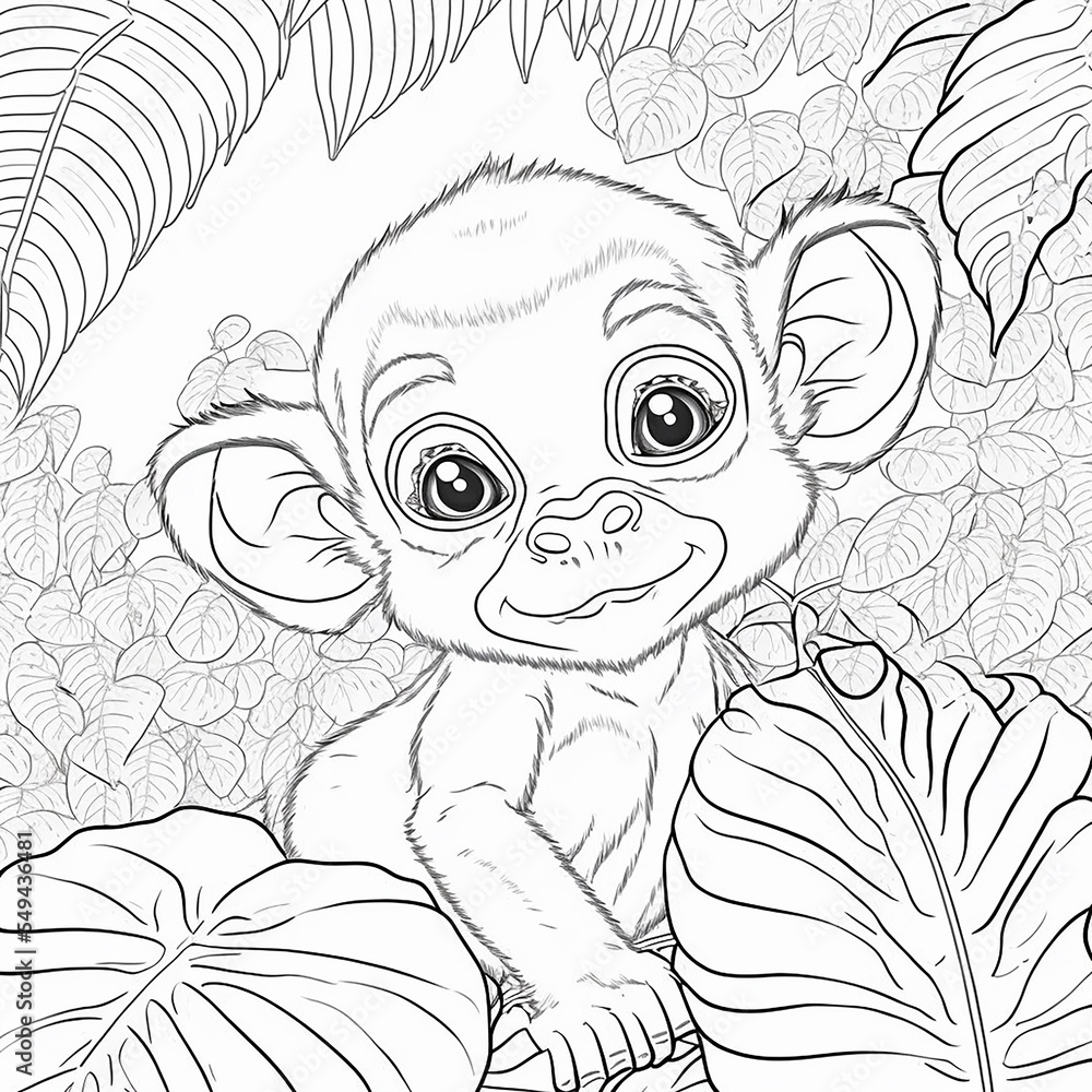 Baby Monkey Coloring Page