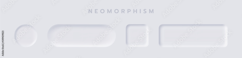 White button Neumorphism design elements vector set, Button and Element ...