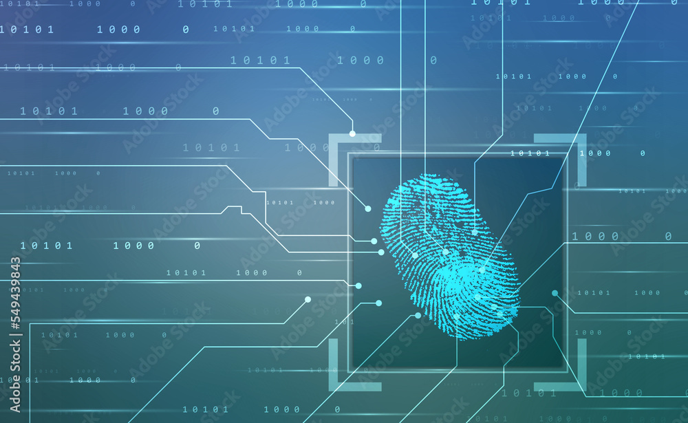 Abstract security system concept with fingerprint on technology ...