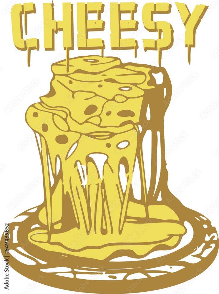 Vettoriale Stock Melted cheese cartoon , mellow pieces with dripping ...