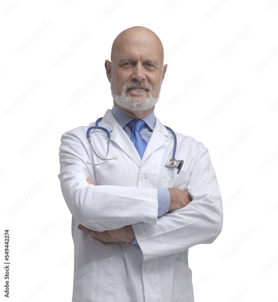 PNG file no background Senior doctor posing and smiling Stock Photo ...